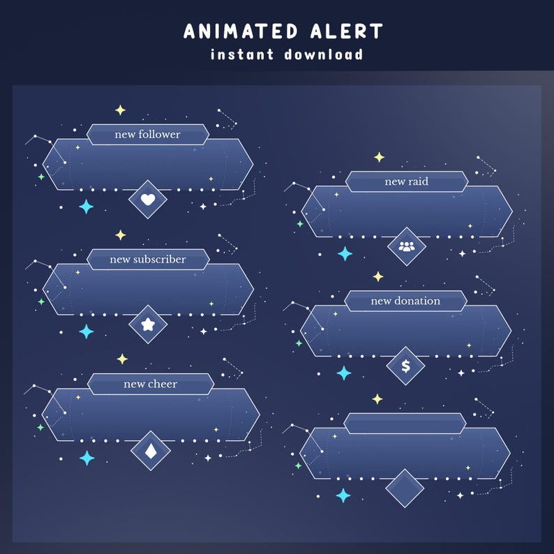 Stellar Space Animated Stream Overlay Bundle, Night Sky Theme, Starry ...
