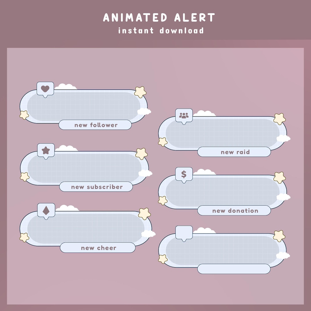 Mochi Room Animated Stream Alert Overlay, Soft Blue Stream Overlay ...