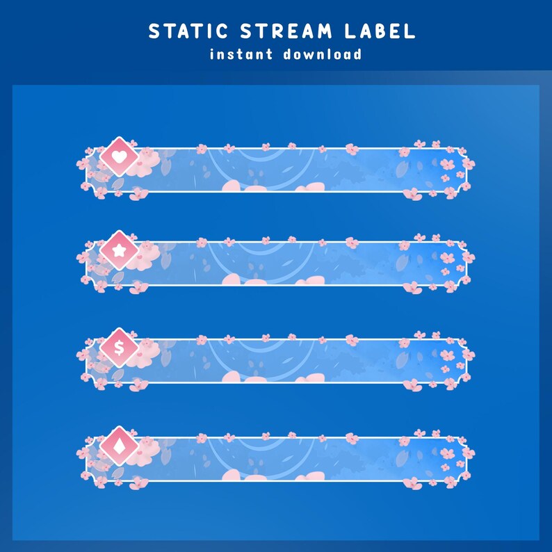 Chery Sky Animated Stream Overlay Bundle, Label, Cam, Sakura Theme ...