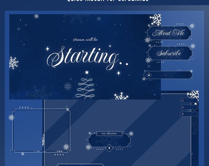 Dream Frost Animated Stream Overlay Package for Twitch | Winter Pastel ...