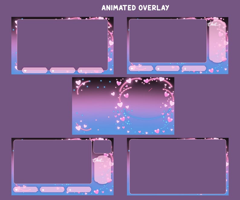 Pinkie Love Kitty Animated Stream Overlay Bundle, Pink and Purple Theme ...