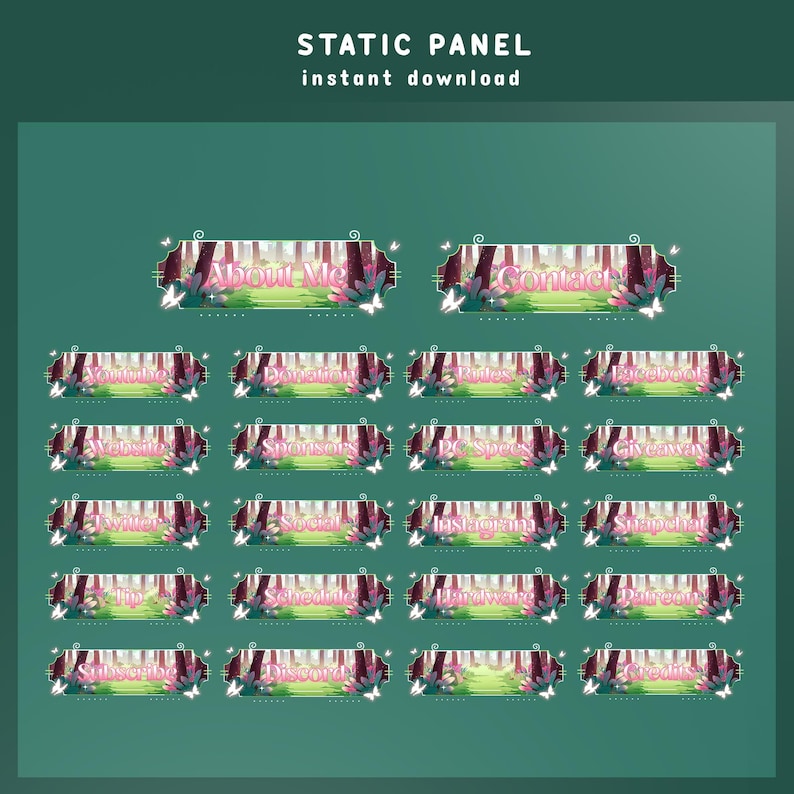 Green Forest Static Stream Panel Overlay, Nature Theme, Live Streaming ...