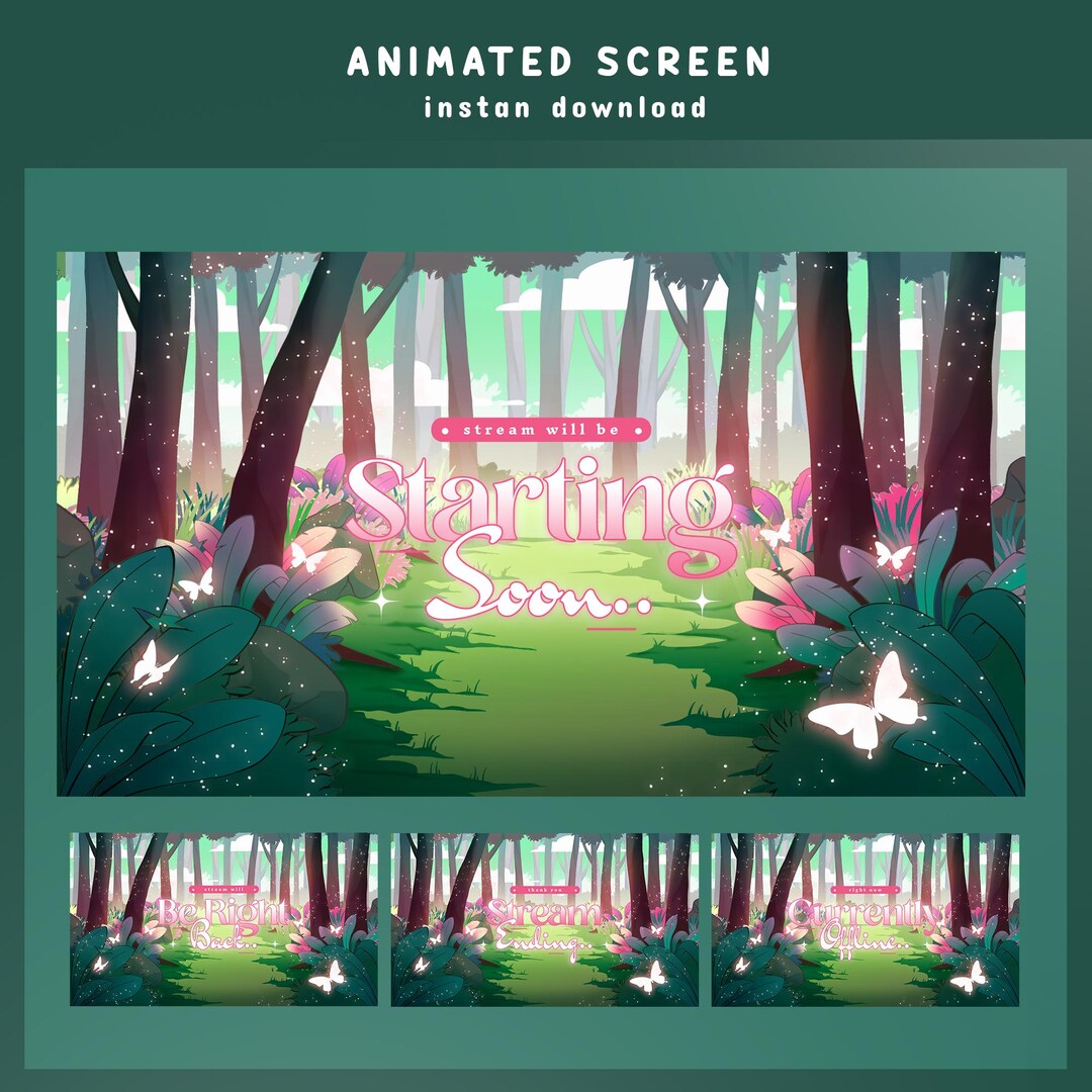 Green Forest Animated Stream Screen Overlay, Cozy Forest Overlay, Girly ...