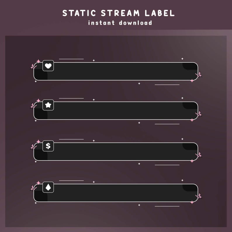 Velvet Wings Animated Stream Overlay Bundle, Black Pink Stream Overlay ...