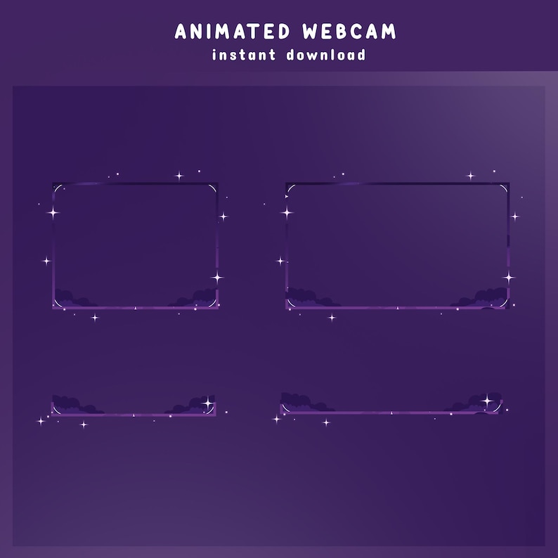 Starlit Clouds Animated Stream Overlay Bundle, Night Theme Overlay ...