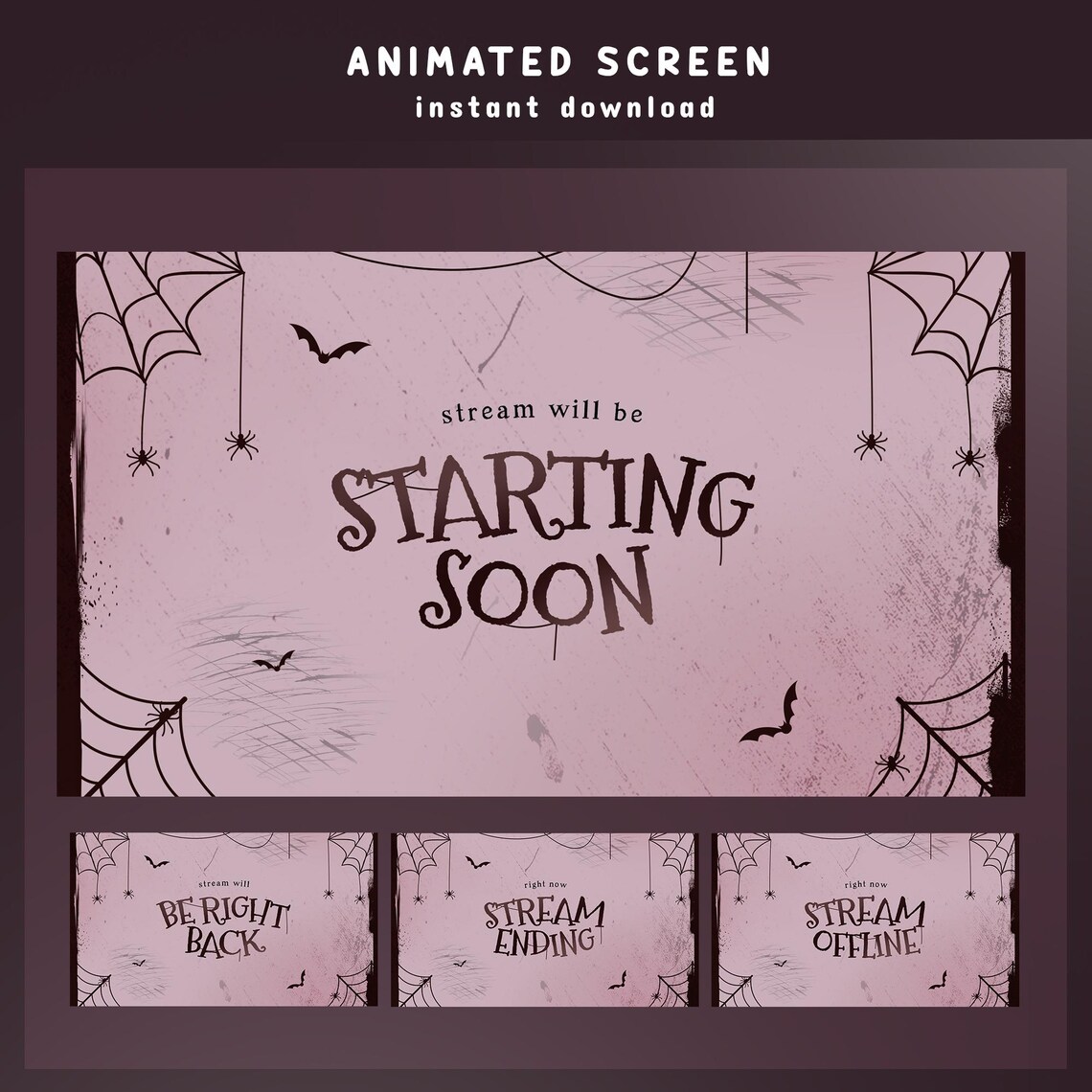 Cobweb Charm Animated Stream Screen Overlay, Simple Halloween Screen ...
