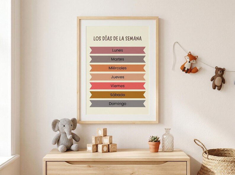 Spanish Days of the Week Poster | Bilingual Classroom Wall Art (digital ...