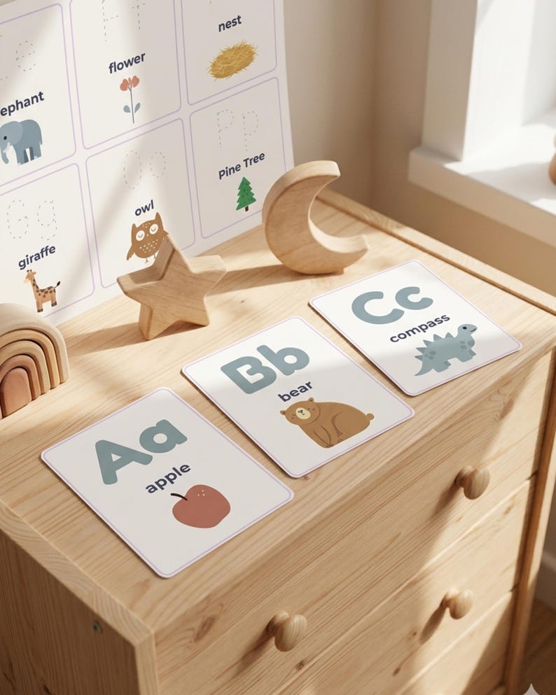 Montessori Alphabet Flashcards Printable - Nature Adventure -inspired ...