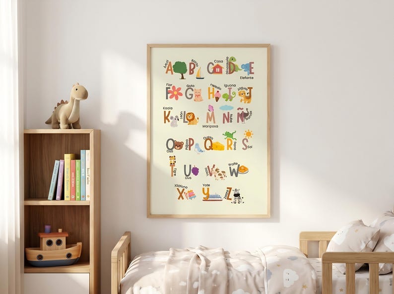 Spanish Alphabet ABC Poster for Kids | Bilingual Learning Wall Art ...