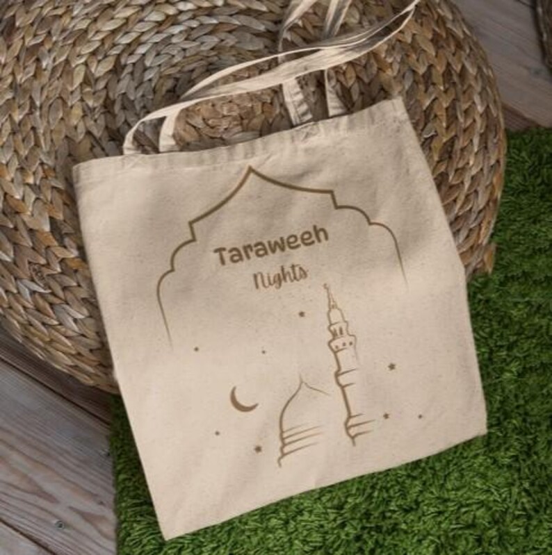 Ramadan Tote Bag, Islamic Gift, Taraweeh Nights Tote, Muslim Prayer Bag ...