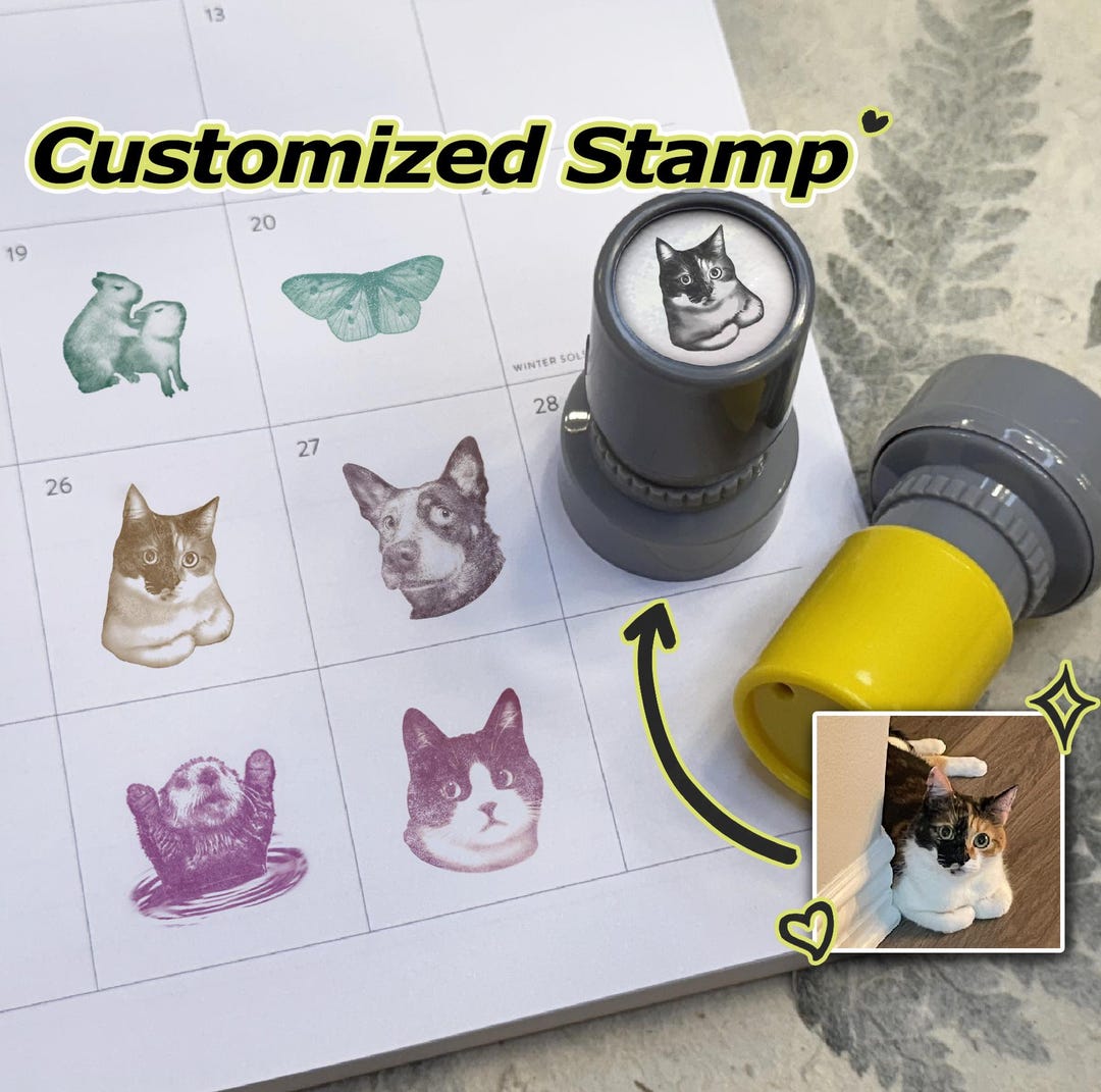 Custom Pet Portrait Stamp 28mm, Custom Cat Stamp, Dog Portrait Stamp ...
