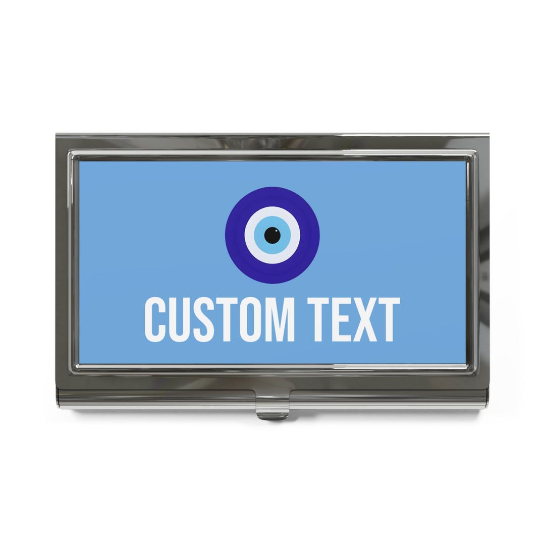 Custom Text Evil Eye Money Business Card Holder, Elegant Name Card Case ...