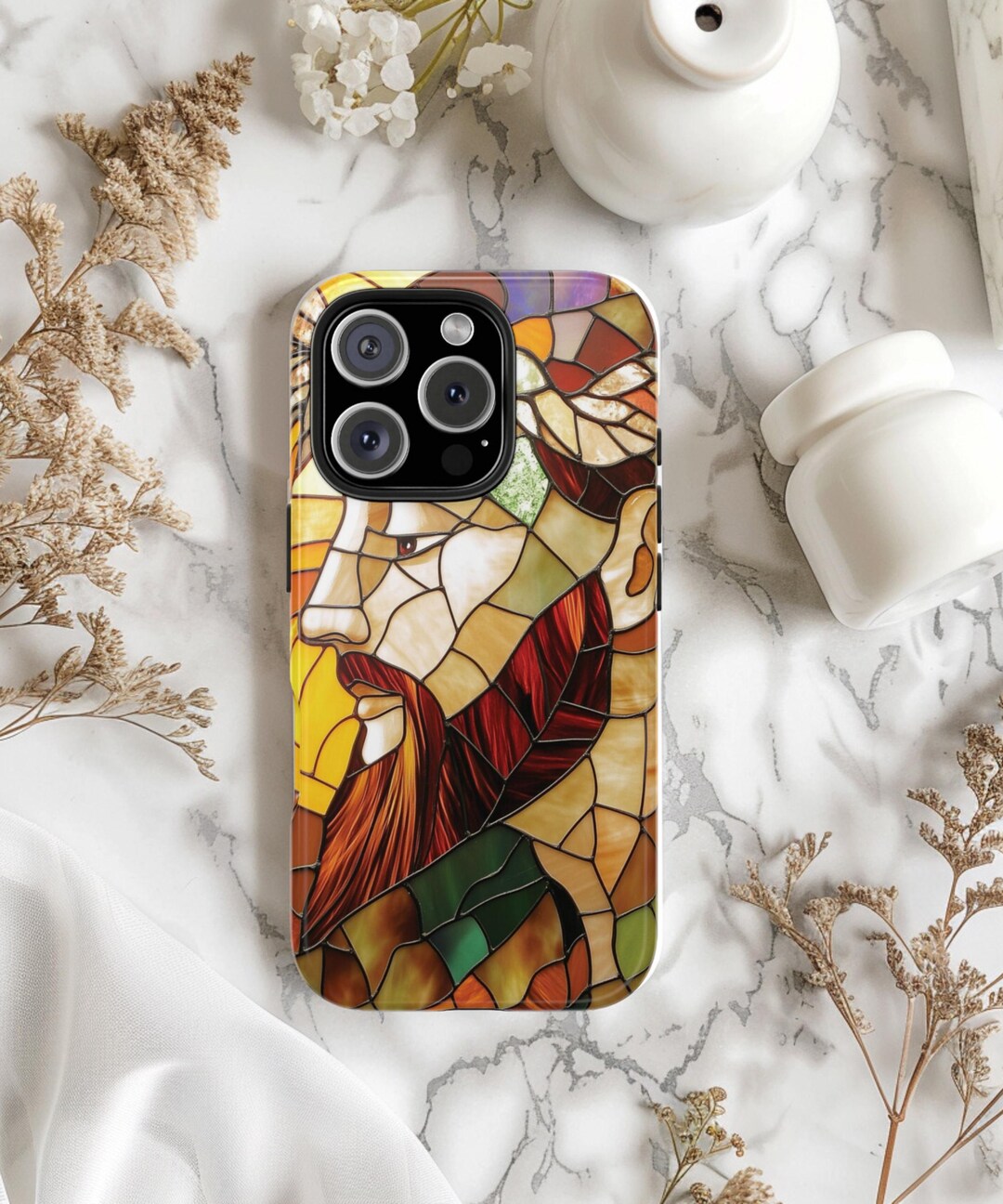 Christian Jesus is King Phone Case, Stained Glass Phone Case, Glossy ...