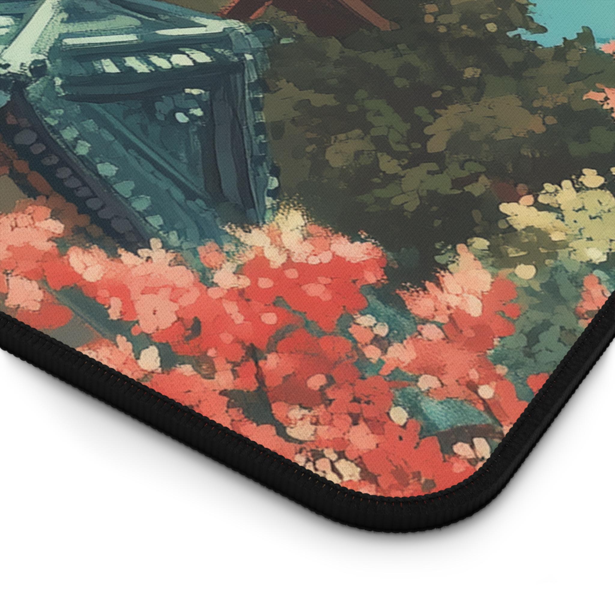 Anime Temple Desk Mat, Japanese Architecture Mouse Pad, Cozy Fall Otaku ...