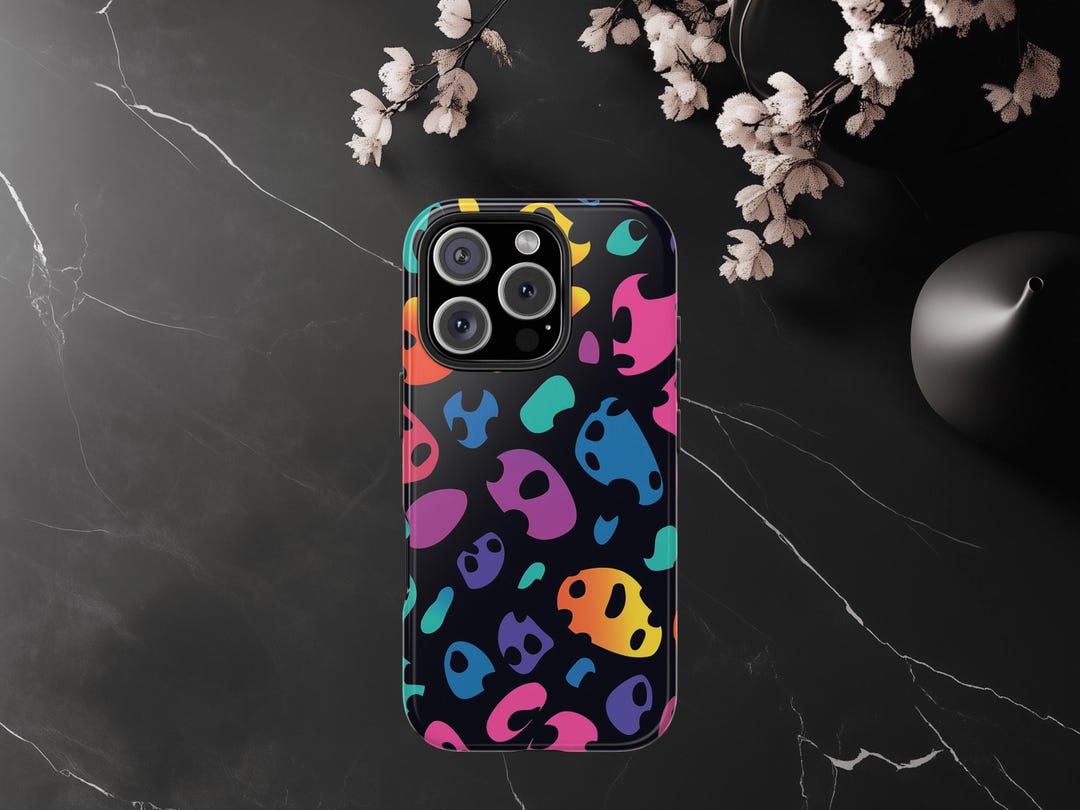 Neon Ghost Phone Case, Cute and Spooky Design, Vibrant Halloween Case ...