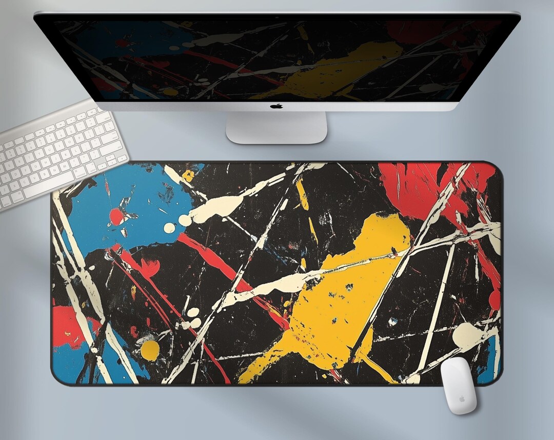Jackson Pollock Style Desk Mat, Bold Splatter Design, Large Non-slip ...