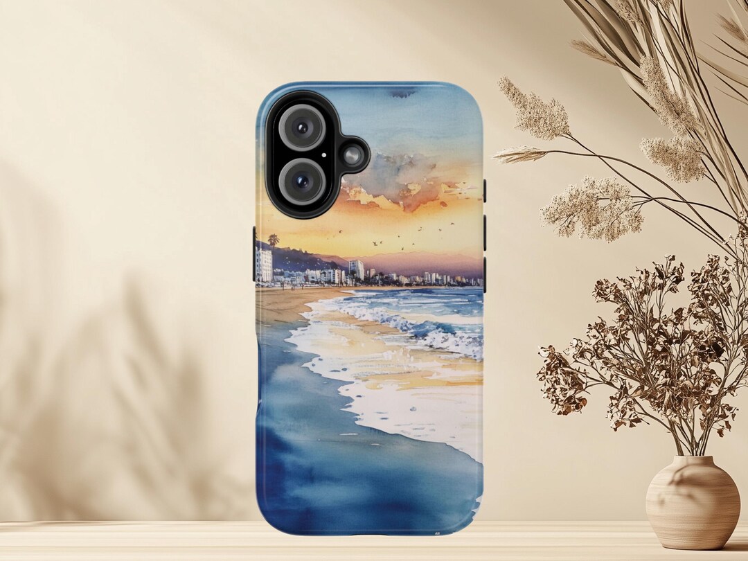 Malibu Beach Sunset Watercolor iPhone 16 Pro Max 16 Plus Case Los ...