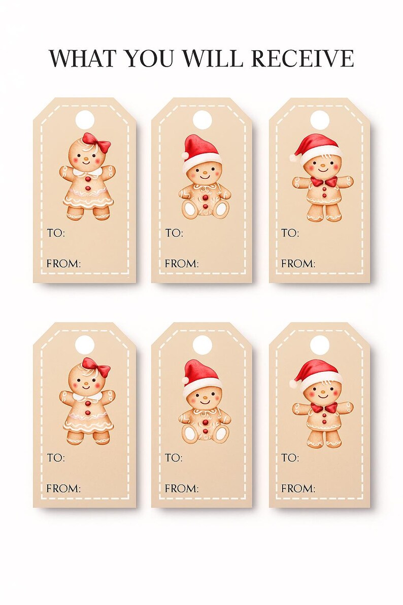 Printable Gingerbread Christmas Gift Tags | Holiday To/from PDF ...