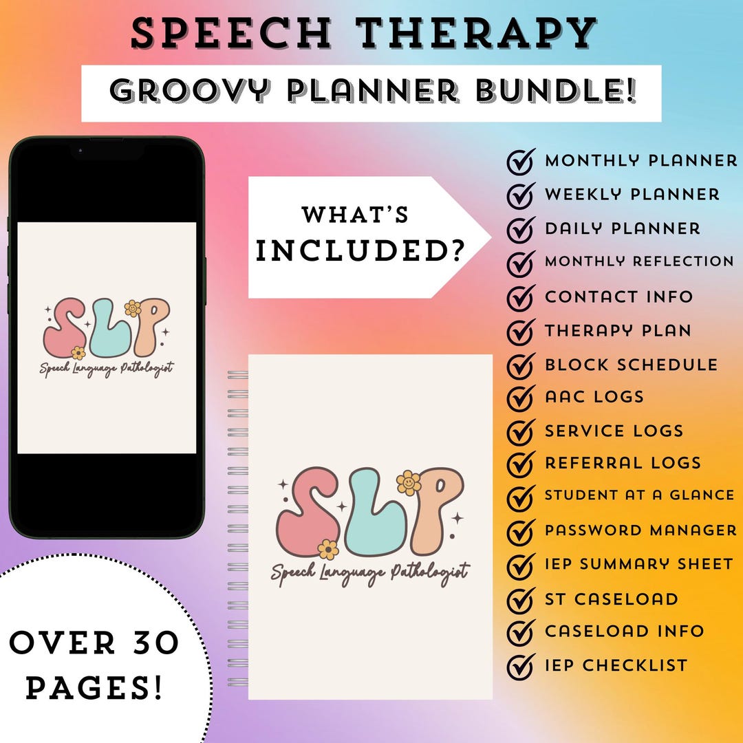Groovy-themed Speech Therapy Digital Planner Bundle – Monthly, Weekly ...
