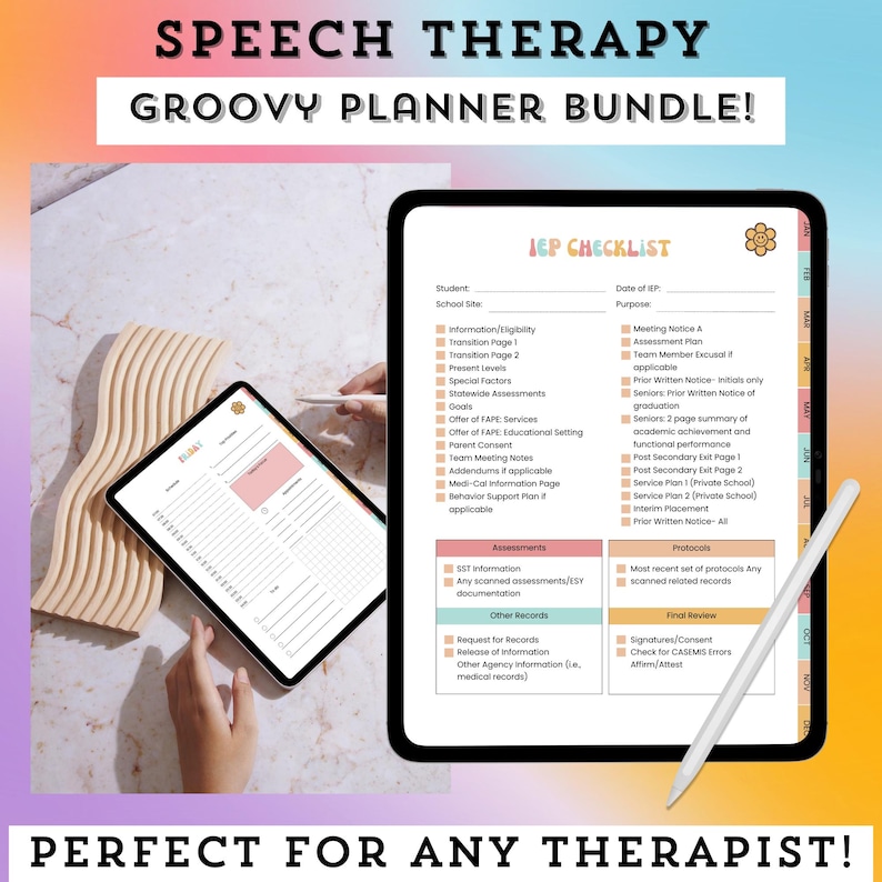 Groovy-themed Speech Therapy Digital Planner Bundle – Monthly, Weekly ...