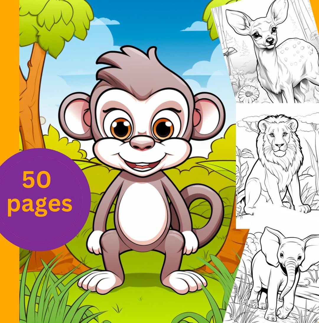 50pg 'wild Animal' Colouring Pages, Downloadable Pages, Printable ...