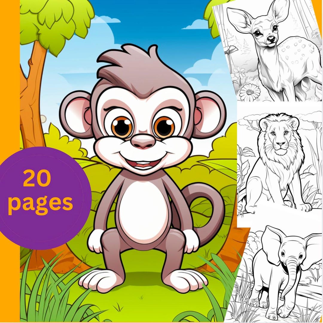 20pg'wild Animal' Colouring Pages, Downloadable Pages, Printable ...