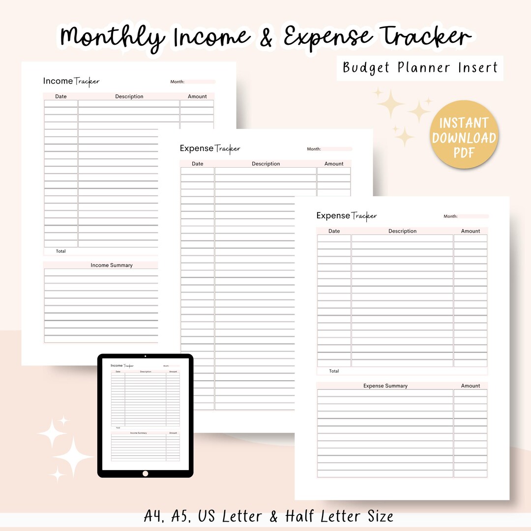 Income & Expense Tracker, Printable Finance Template, Budget Planner ...