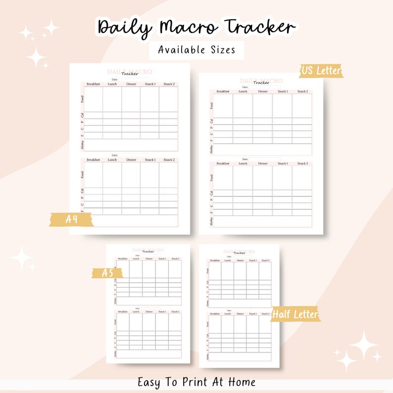 Daily Macro Tracker, Printable Meal Planner, Daily Food Log, Food ...