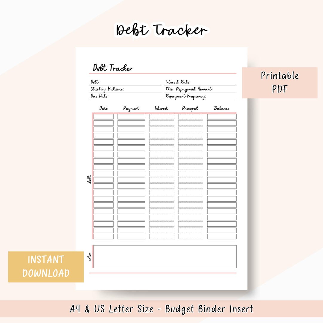 Debt Payment Tracker Printable, Debt Progress Tracker, Debt Snowball ...