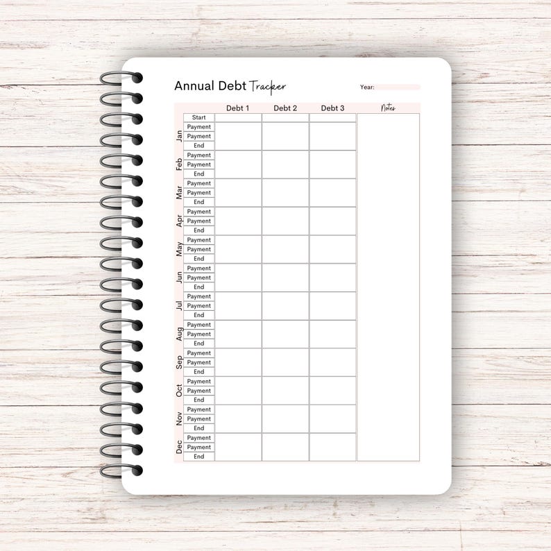 Annual Debt Payment Tracker Printable, Debt Payoff Record, Finance ...