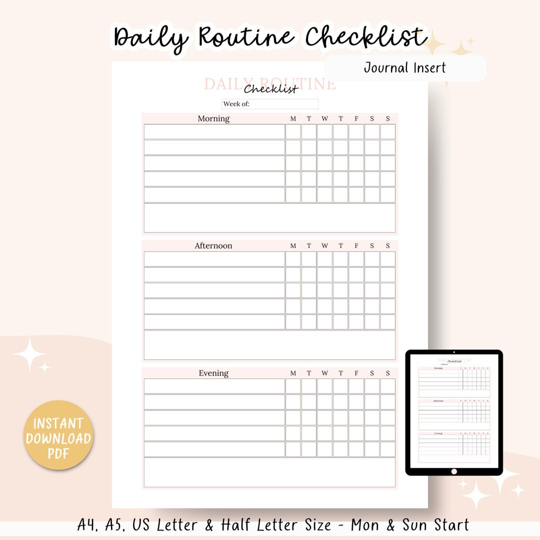 Daily Routine Checklist, Weekly Checklist Printable, Daily Schedule ...