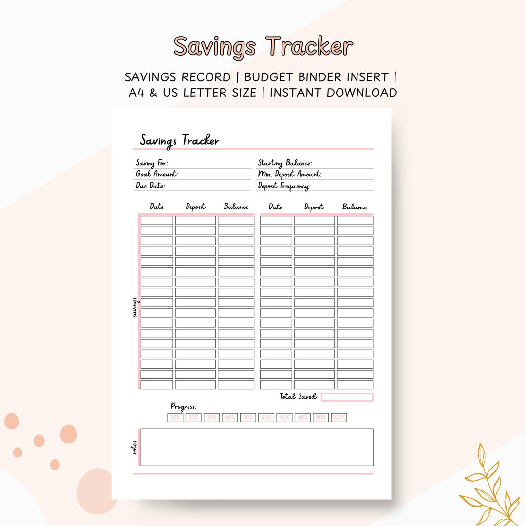 Printable Savings Tracker, Savings Record, Money Saving Challenge ...