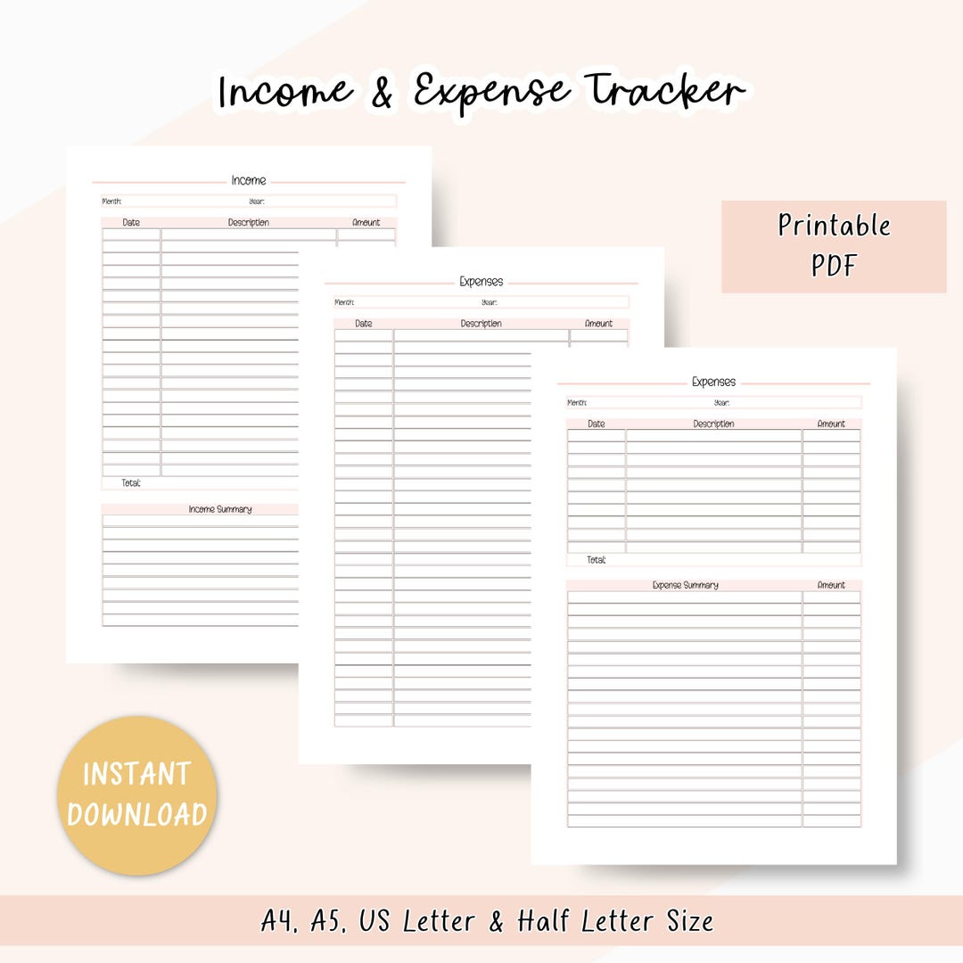 Income & Expense Tracker, Printable Finance Template, Budget Planner ...