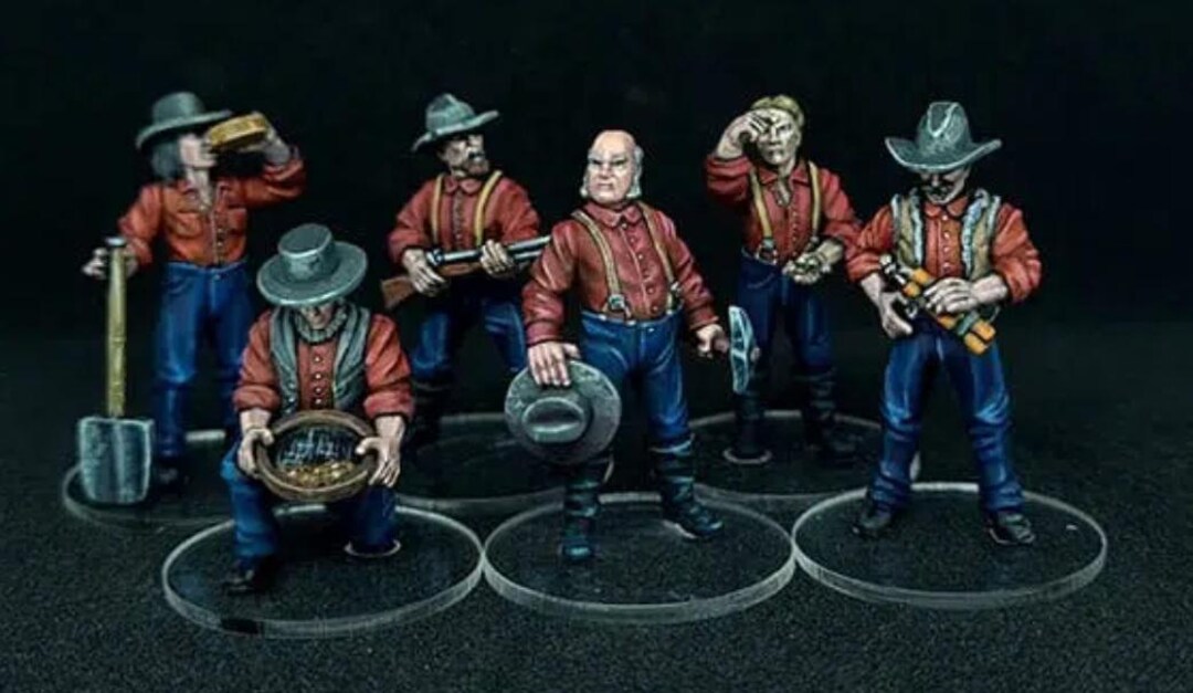 Gold Diggers X 6 Wild West Wargames 32mm Dead Man's Hand, Blackwater ...