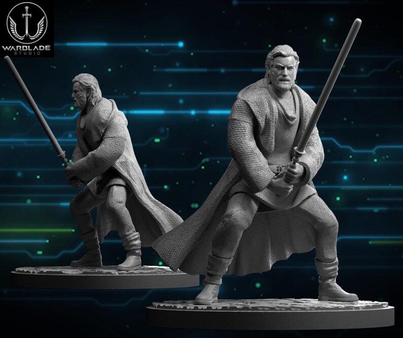 Obi-wan Kenobi 3D Printed Miniature 40mm/shatterpoint Scale/star Wars ...