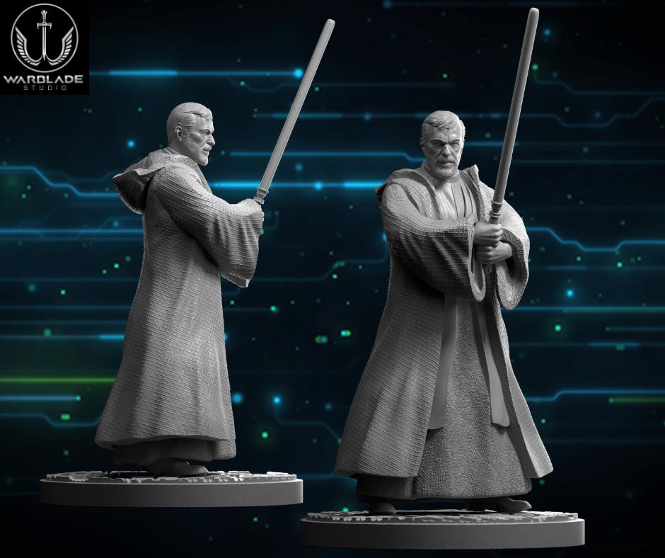 Obi-wan Kenobi 3D Printed Miniature 40mm/shatterpoint Scale/star Wars ...