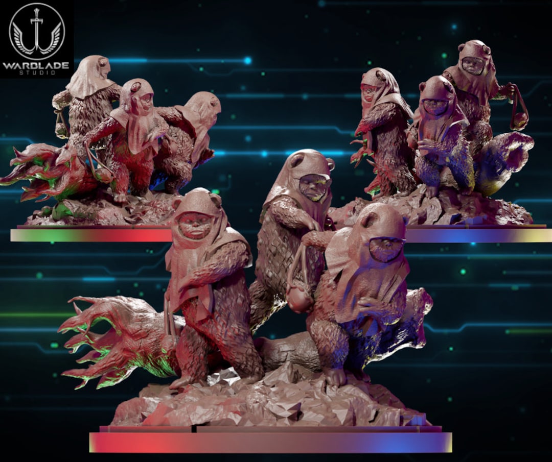 Ewoks With Slings 3D Printed Miniature 40mm/shatterpoint Scale/star ...