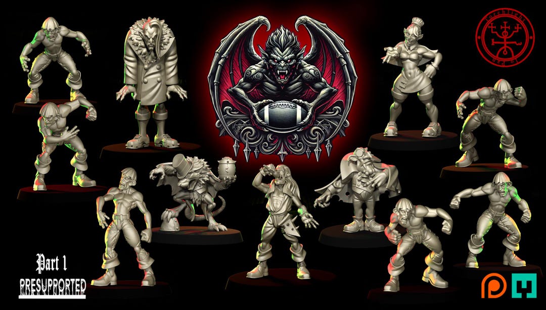 The Blood Pact Team Fantasy Football 3D Printed in 8K Printers 20 ...