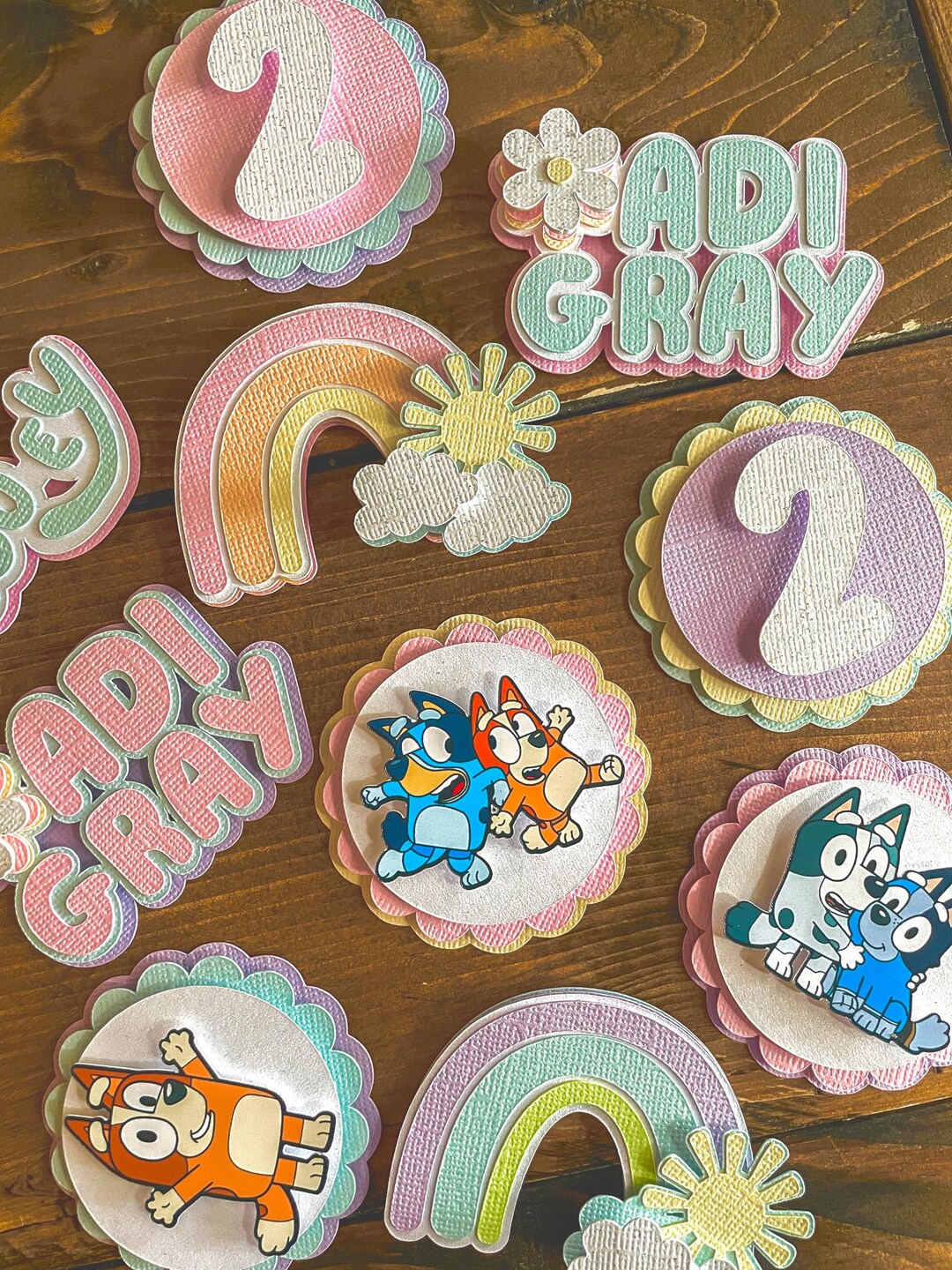 Bluey Cupcake Toppers – bluey Pastel Party Decor – Bluey Birthday Decor ...