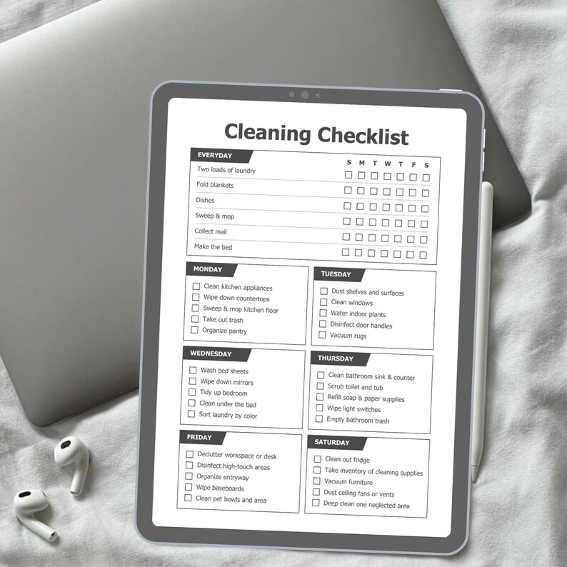 Cleaning Checklist Printable: Daily & Weekly Chore Tracker (canva ...