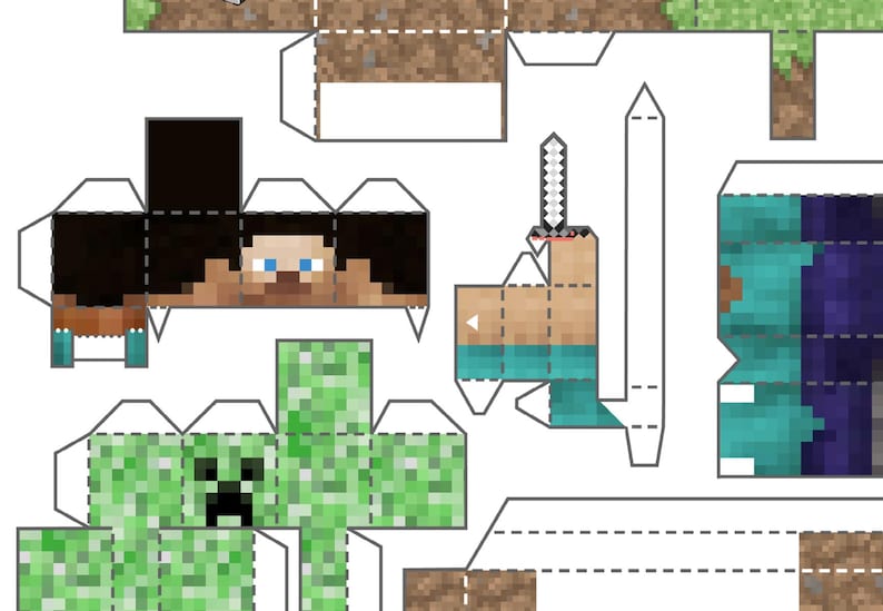 ๑ˇεˇ๑ Interactive Printable DIY Paper Minecraft Creeper Toys Keyboard ...