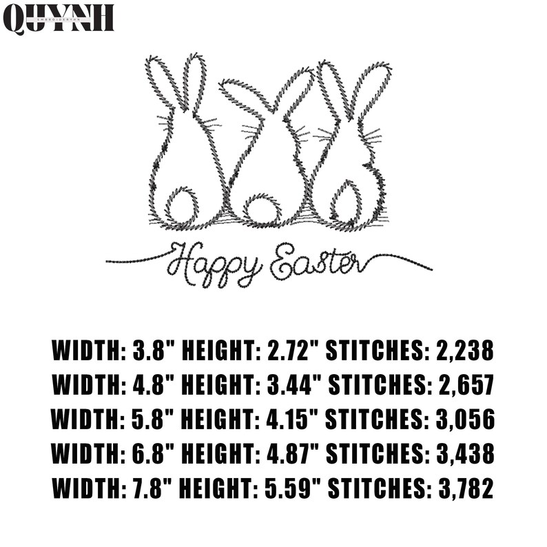 Three Bunny Embroidery Designs, Easter Day Machine Embroidery, Easter ...