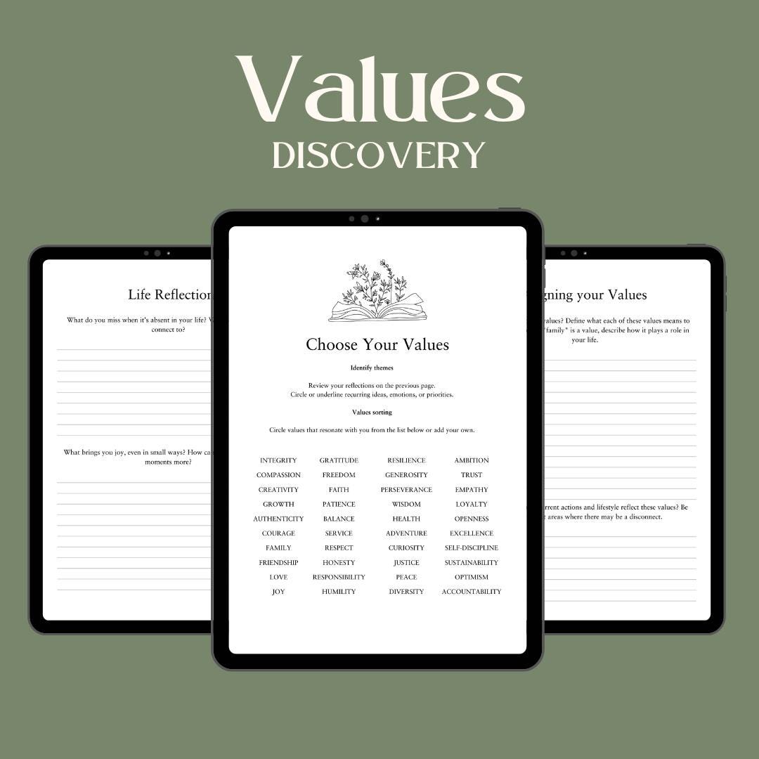 Values Journal: Authentic Living Guide for Personal Growth, Mindfulness ...