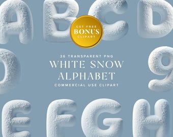 Winter Alphabet Clipart | Snow Font With Animals (PNG, SVG, EPS) - Etsy ...