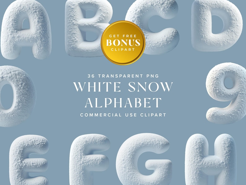 White Snow Alphabet Clipart – Frosty Winter Letters for Christmas ...