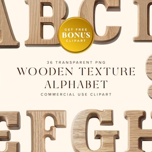 Rustic Wood Alphabet Clipart: Farmhouse Letters & Numbers (digital ...