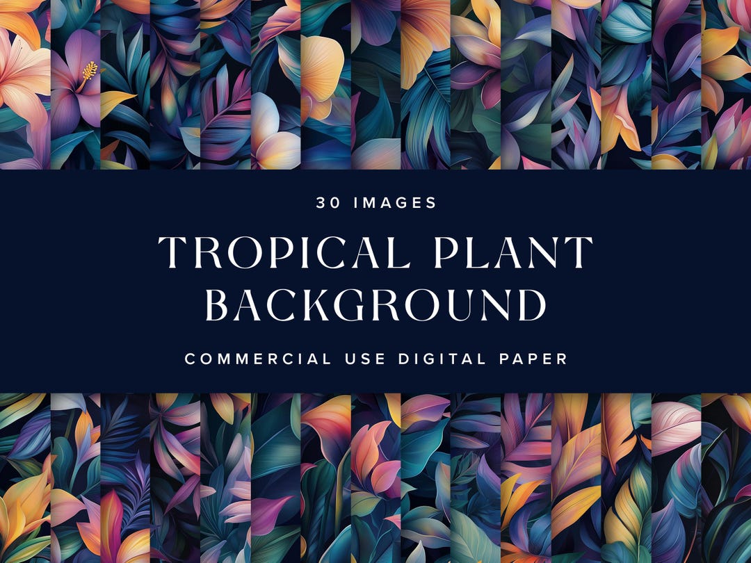 Tropical Plant Digital Paper: Summer Foliage Backgrounds (digital ...