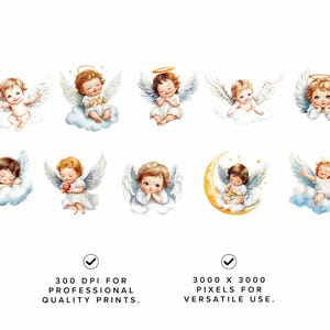 Cute Baby Angel Clipart Collection, Angelic Babies PNG Graphics for Commercial Use | Instant ...
