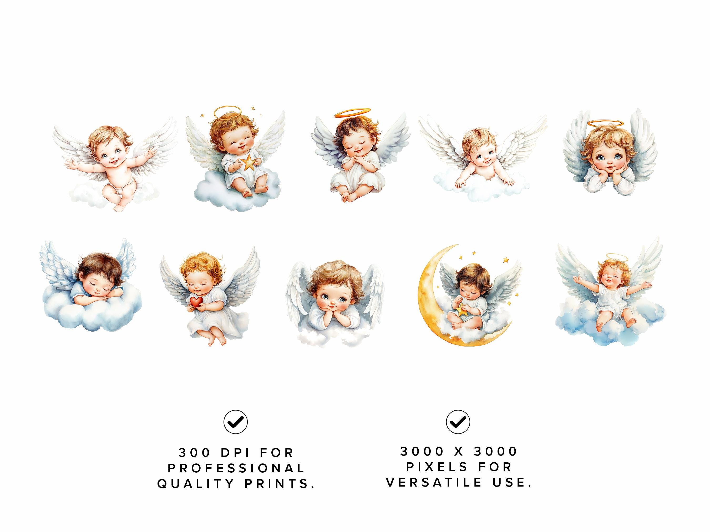 Cute Baby Angel Clipart Collection, Angelic Babies PNG Graphics for Commercial Use | Instant ...