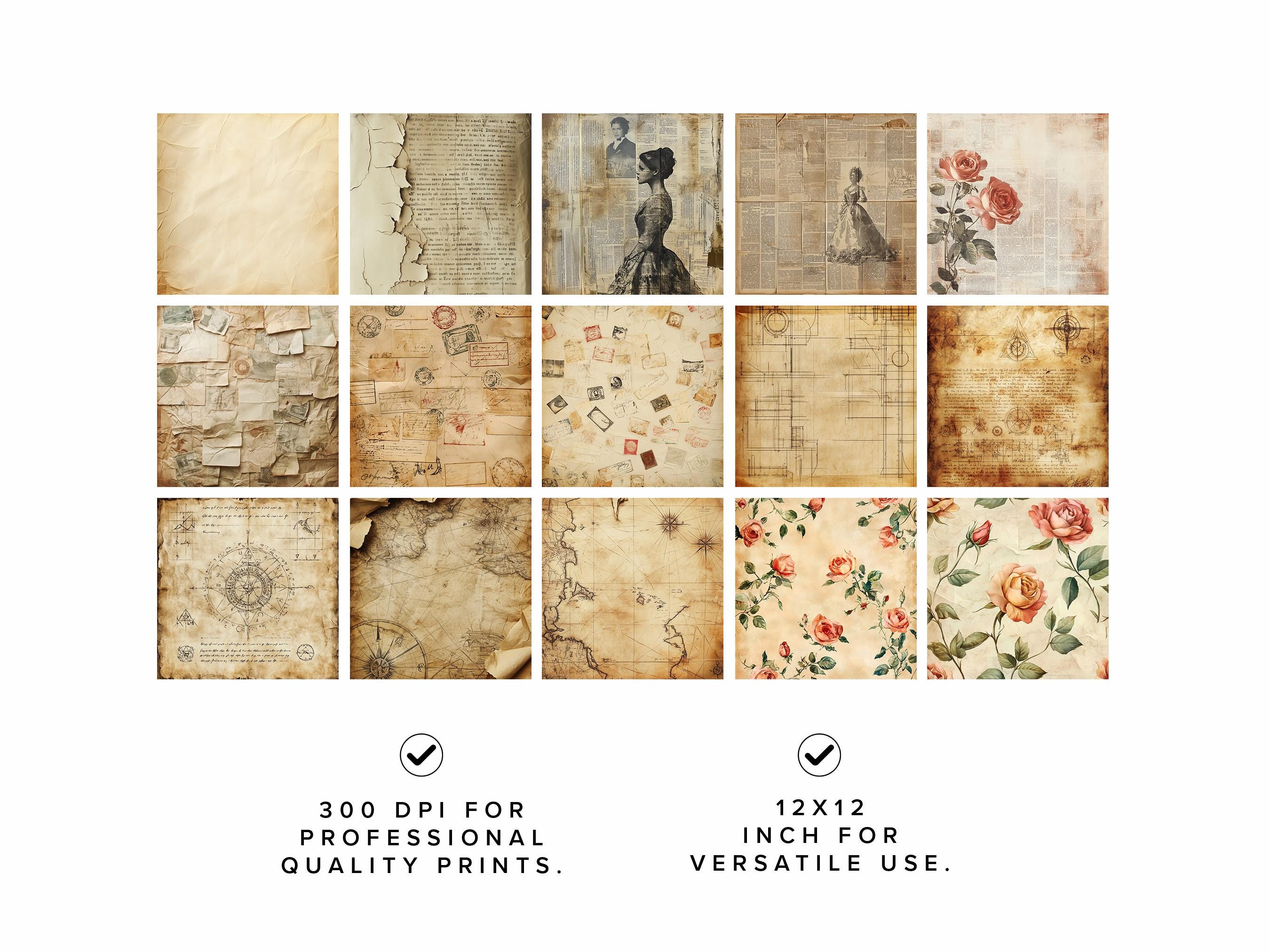 Vintage Paper Textures: Retro Scrapbook Backgrounds (digital Download ...